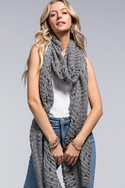 OPEN KNIT OBLONG SCARF (GRAY) – KaLi Trends